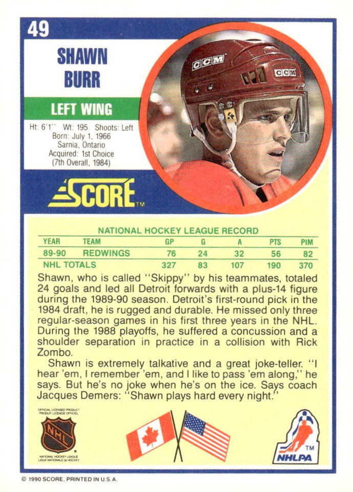 1990-91 Score American #49 Shawn Burr | eBay