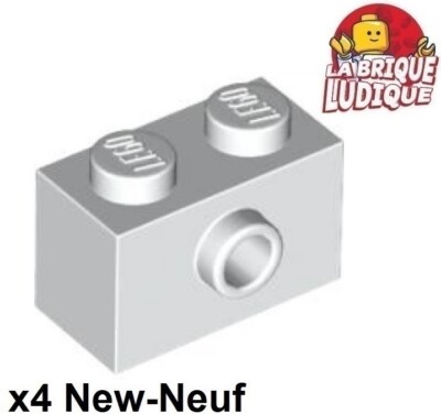 Lego 4x Brique Brick Modified 1x2 Stud on Side tenon milieu blanc/white ...