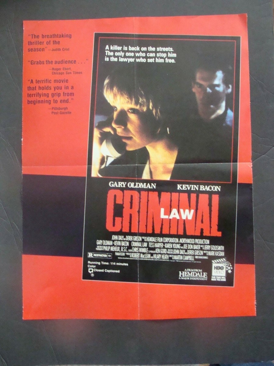 Criminal Code The Film CRIMINAL LAW Movie Poster GARY OLDMAN KEVIN