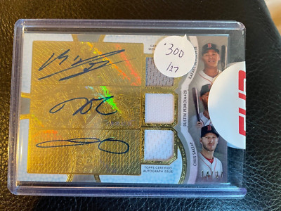 2018 Topps Triple Threads Triple Auto Relic Devers Pedroia Sale /27 Red ...