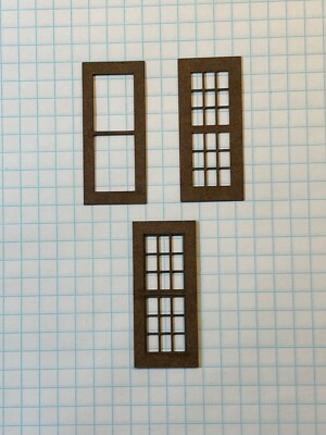 O Scale Laser Cut Windows 18 Lites (10 Ct. Lot) 2-Piece 7/8" x 2" (SS-A ...