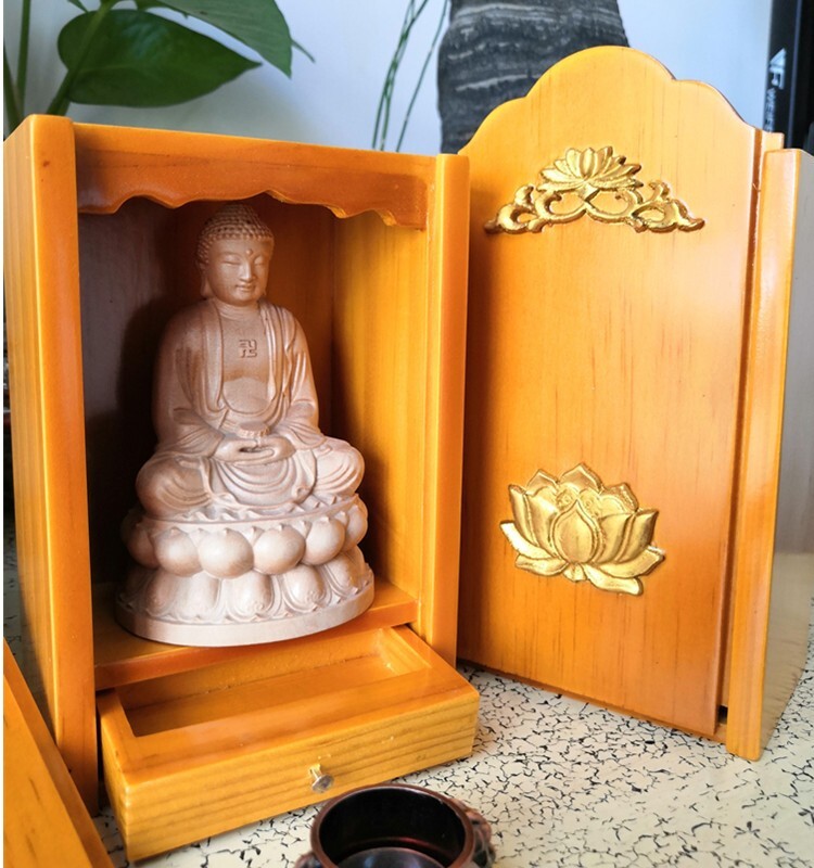 Wood Altar Butsudan Shrine Gold Lotus God Zen Wooden House Religion ...