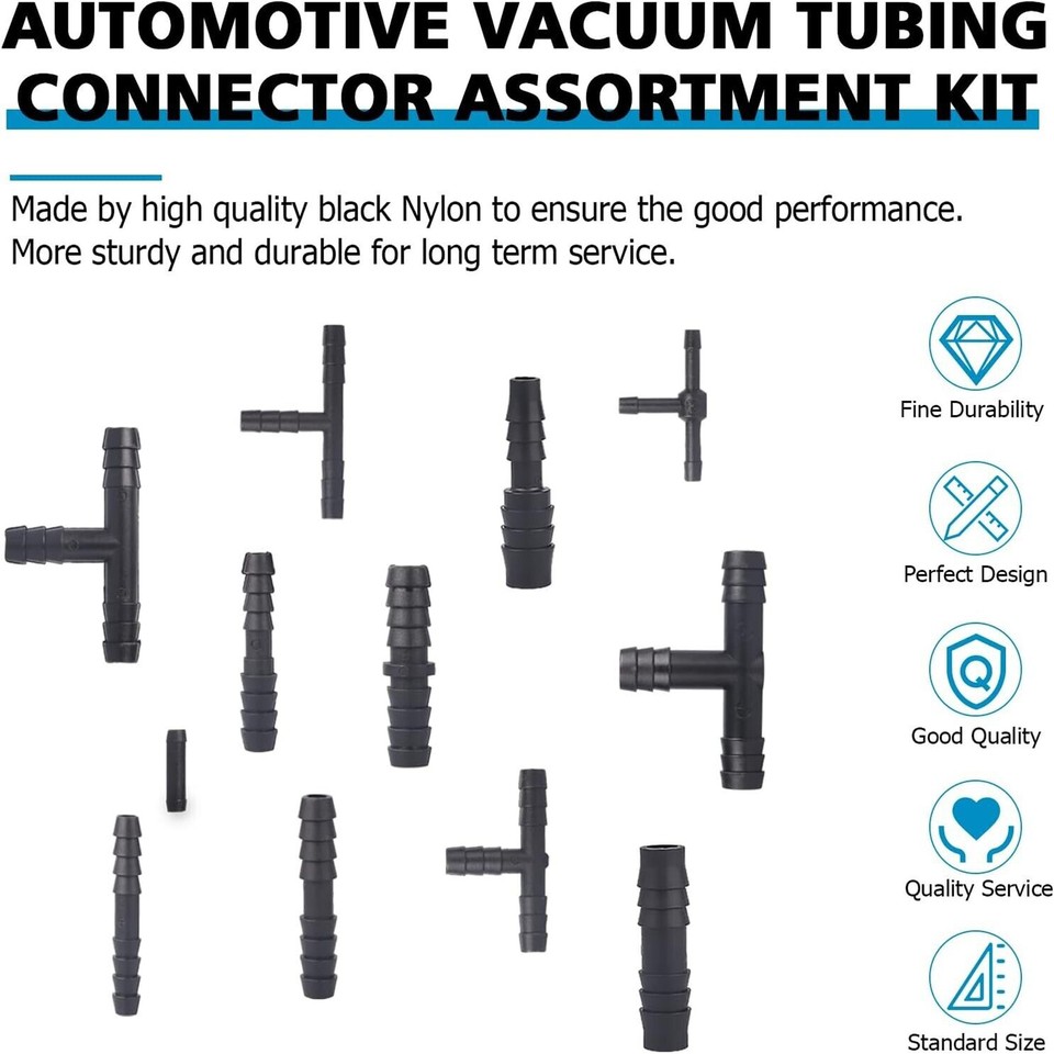Vacuum Connector Assortment Vacuum Line Fittings Kit 113Pcs 12 Sizes ...
