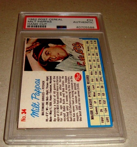 1962 Post - Milt Pappas #34 for sale online | eBay