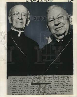 1964 Press Photo Bishop Richard Gerow & Archbishop Thomas Toolen at ...