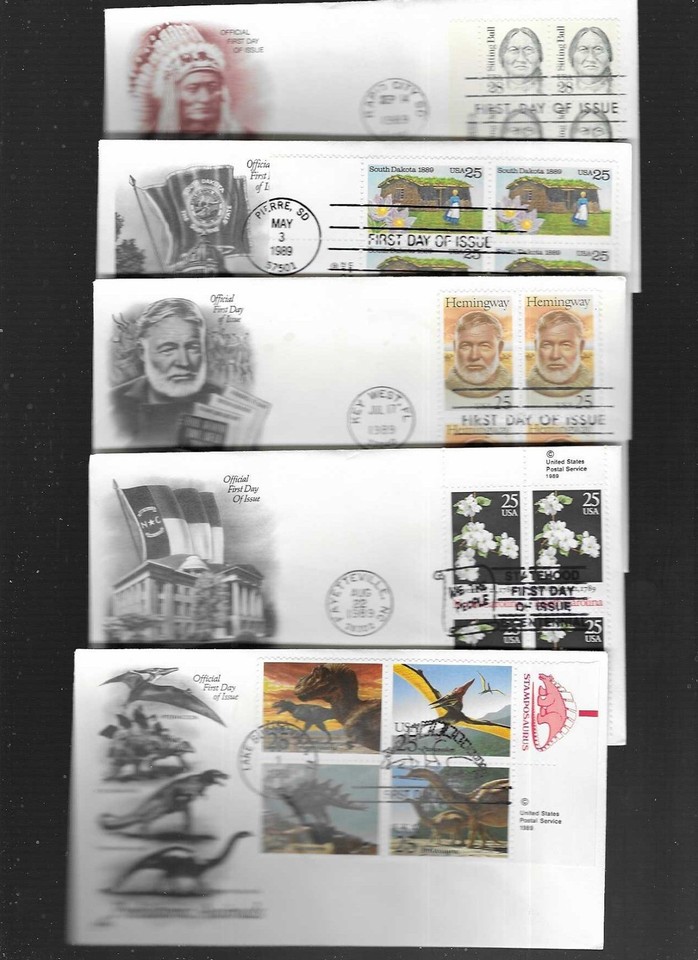 US FDC FIRST DAY COVERS COLLECTION 1987 and 1989 LOT OF 42 WITH BLOCKS ...