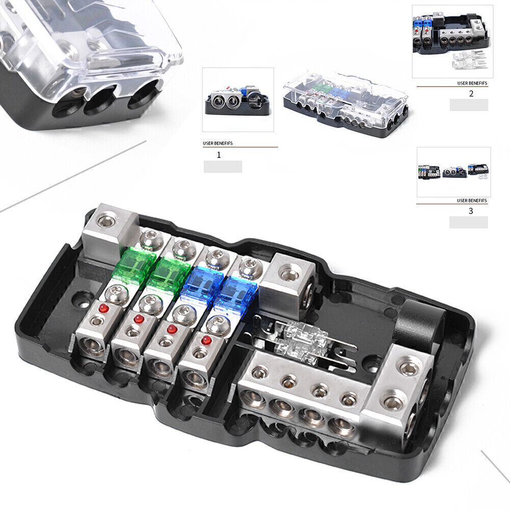 Audio Stereo ANL Fuse Holder Distribution 0/4Ga 4 Way Fuses BOX Block ...