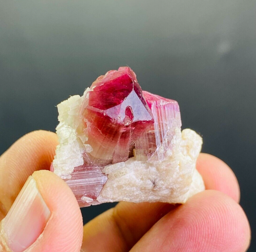 Rarest Raspberry Colour TOURMALINE Crystal Host on ALBITE Matrix | eBay
