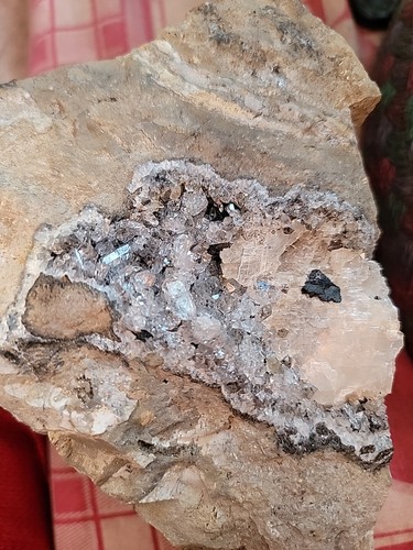 Herkimer Diamond Druzy With Calicite, Anthraxolite, Gems Embedded In ...