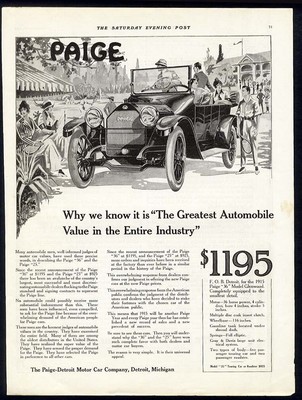 PAIGE Auto Car Ad 1914 Convertible Four Door at a Resort | eBay