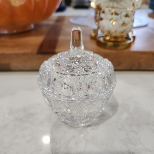 Vintage Vtg 24% Lead Crystal Apple Trinket Jewelry Box Tea Candle ...
