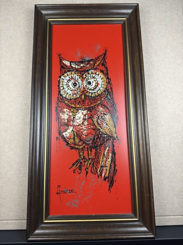 Vintage J. Andreu Painting Owl Mid Century Modern Royal Board Sweden ...