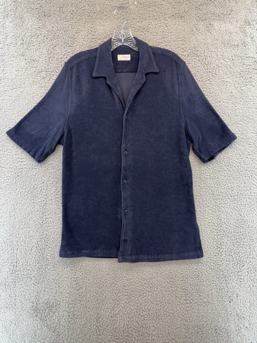 Wolf Vs Goat Men’s S/S Button Up Terry Cloth Shirt Size 40 - 15.75 Blue ...