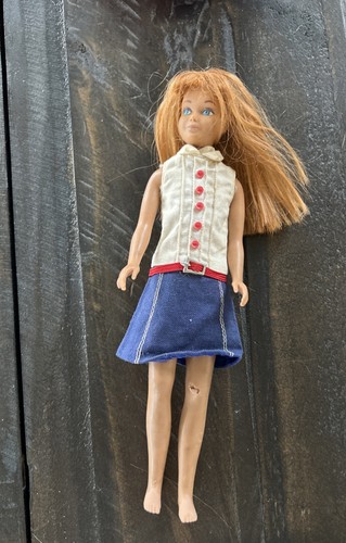 Vintage Mattel Barbie Skipper Doll C 1963 Bendable Knees Red Hair Blue ...