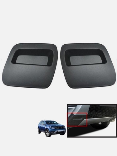 FOR DACIA DUSTER 17-23 NEW FRONT BUMPER TOW HOOK COVERS CAPS BLACK PAIR ...