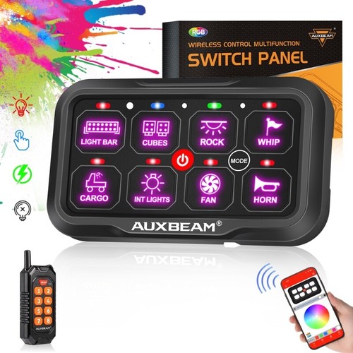 AUXBEAM 8 Gang Switch Panel RGB LED Light Bar Relay System 12V/24V ...