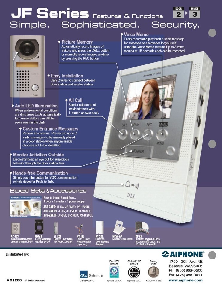 Aiphone JF-2MED V2 Master Station for JF Series Audio/Video Intercom System | eBay