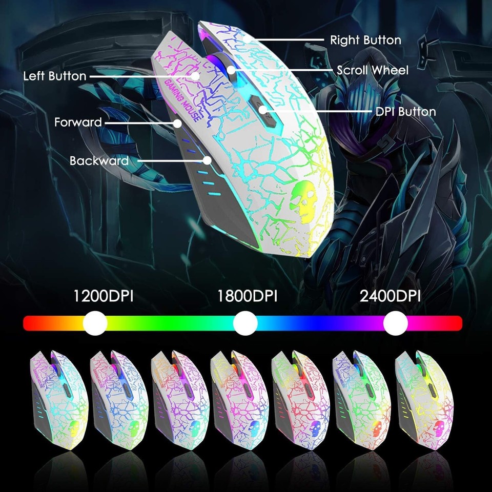 KUIYN T6 Wired Membrane Keyboard Mouse Combo, 12 Chroma RGB Backlit ...