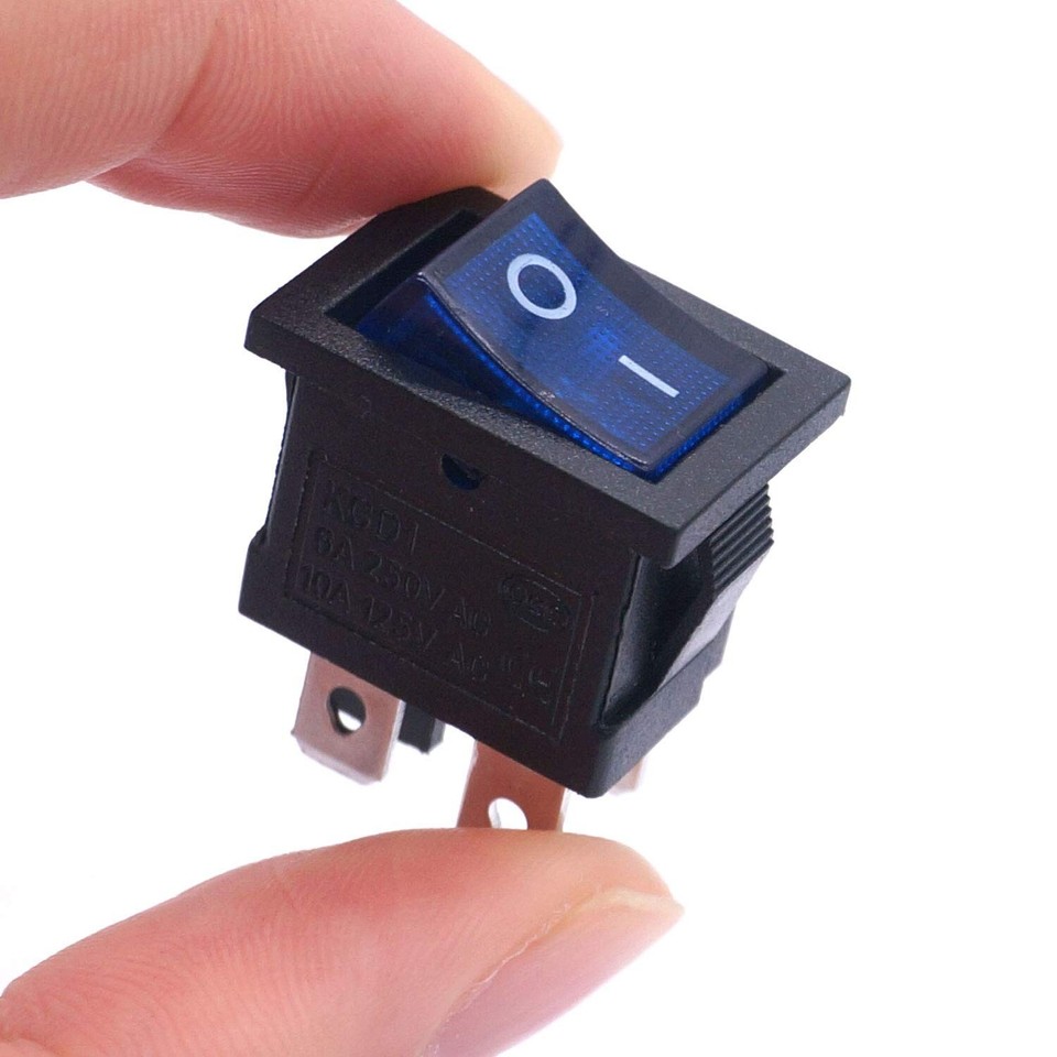 Rocker Toggle Switch AC 6A/125V 10A/250V DPST 4Pin ON/OFF Blue LED Boat ...