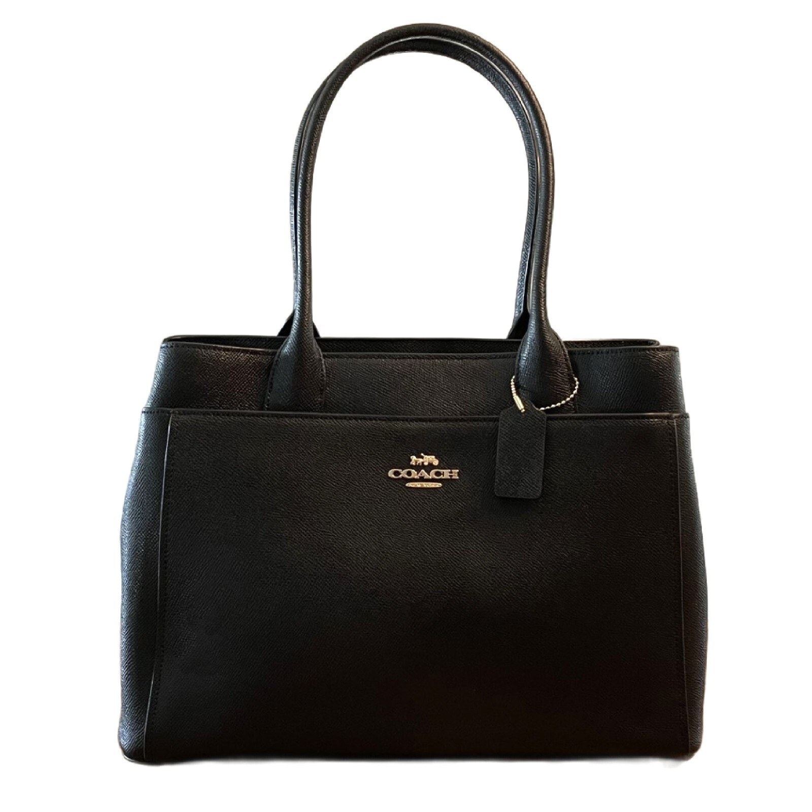 Coach Casey Black Crossgrain Leather Carryall Tote Ha… - Gem