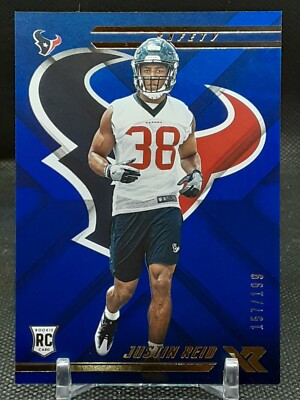 JUSTIN REID 2018 PANINI XR BLUE ROOKIE #157/99 TEXANS STANFORDCARDINAL ...