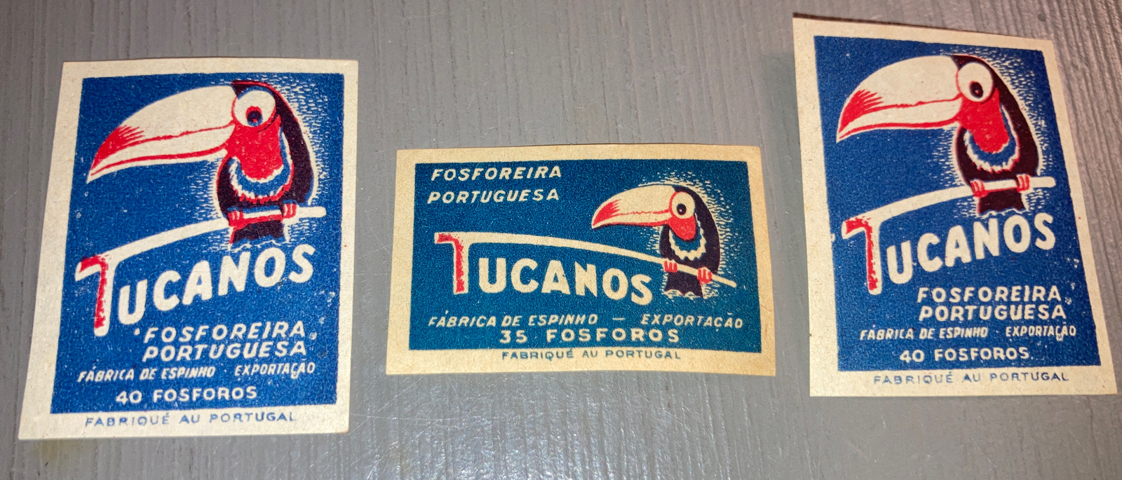 Portugal vintage lot of 3 Toucan bird Tucanos matches matchbox label ...