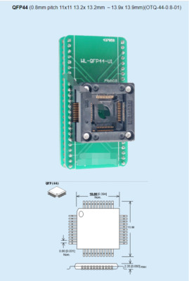 WL-QFP44-U022 0.8mm Pitch Width 12mmx12mm Socket Adapter For Wellon ...