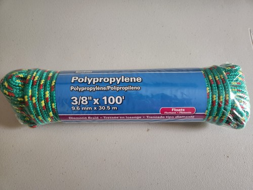 Heavy Duty 3/8" x 100' Diamond Braid Polypropylene Rope 244 lbs Working ...