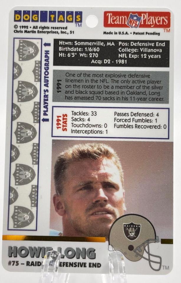1992 NFL Dog Tags Howie Long | eBay