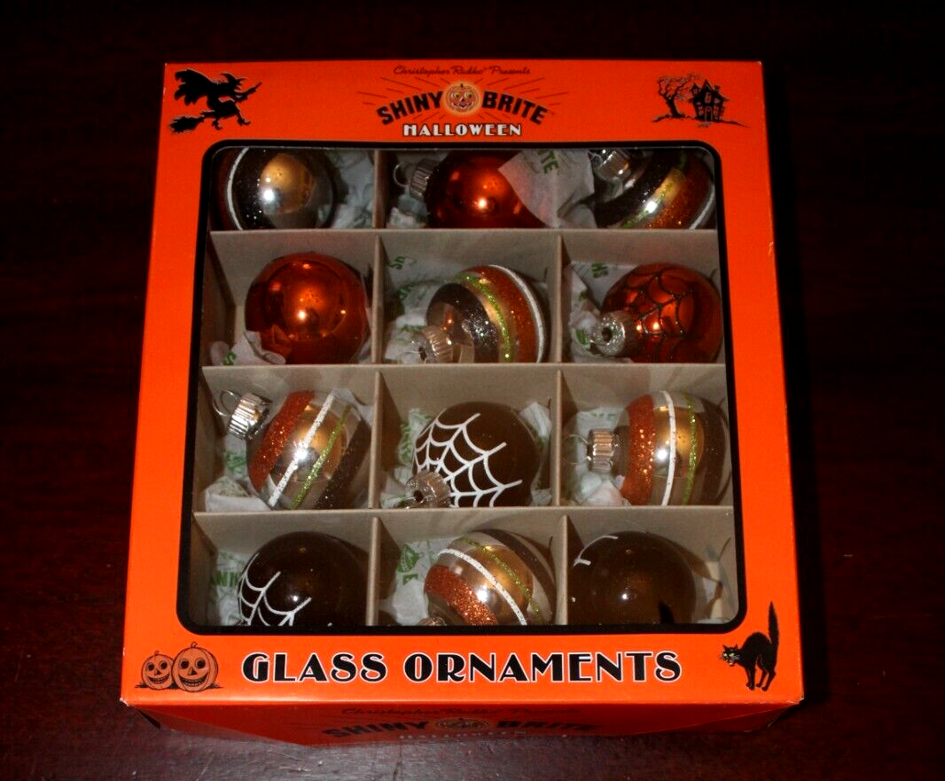 new shiny brite halloween ornaments 12ct christopher radko spider webs ...