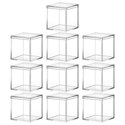 10 Pcs Small Plastic Box Clear Lid Packing Boxes Chocolate Storage Case ...