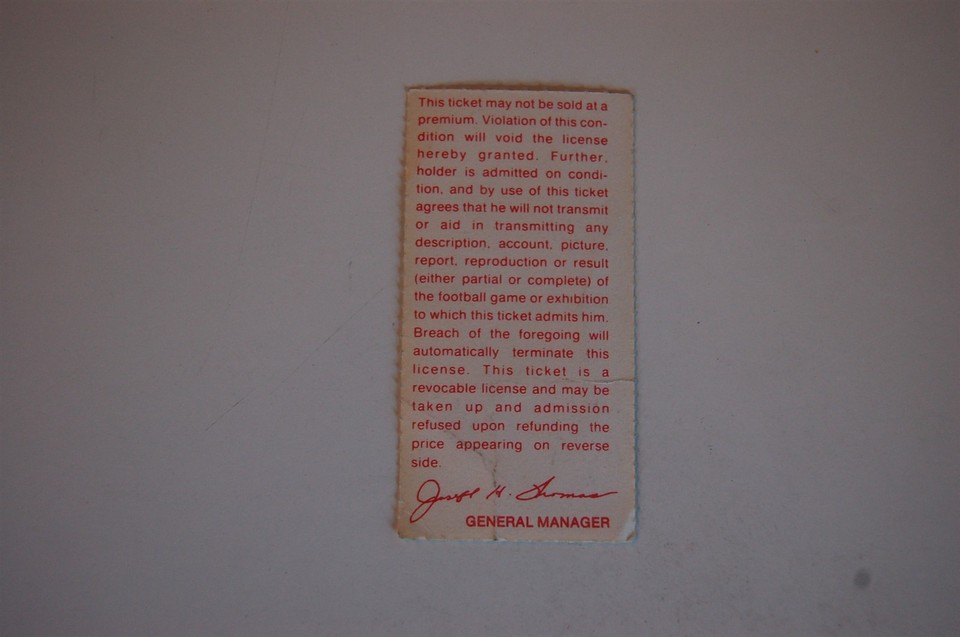 1978 San Francisco 49ers - Chicago Bears Football Ticket - Payton ...