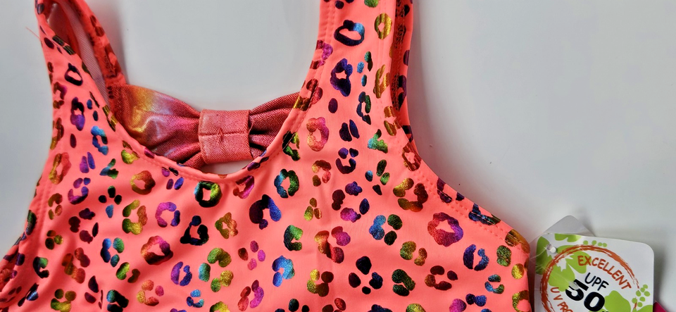 Penelope Mack Little Girls 7 1 Pc Swimsuit Bright Coral Animal Print ...