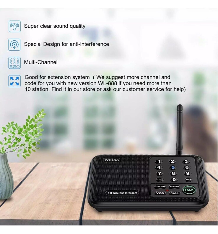 10Channel Call ALL Wireless Intercoms Home Offices Room to Room Talk ...