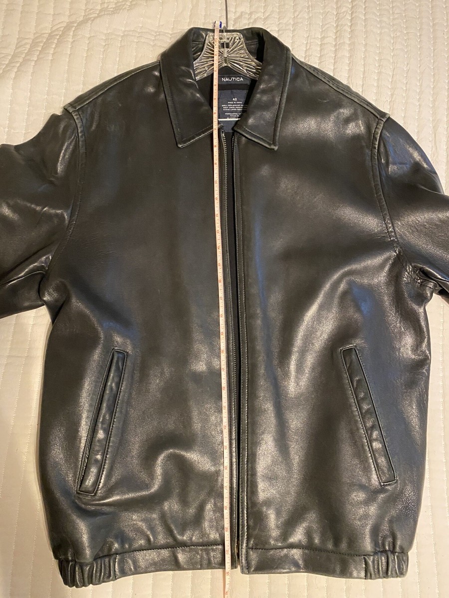 Vintage Retro 1990s Mens Nautica Leather Jacket Size 42 Free Vintage Retro 1990s Mens Nautica Leather Jacket Size 42 Free