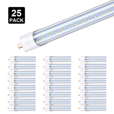 65W 6000K Double Row 8FT LED Tube Light FA8 Base Single Pin LED Bulb ...