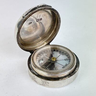 Antique Victorian Solid Silver Cased Compass 4.5cm Wright & Davies ...