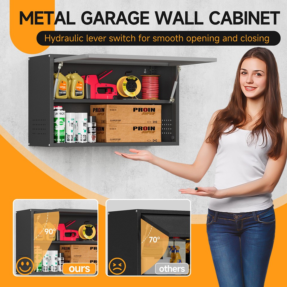 Wall-Mounted Metal Storage Cabinet Garage Kitchen Tool Wall Cabinet ...