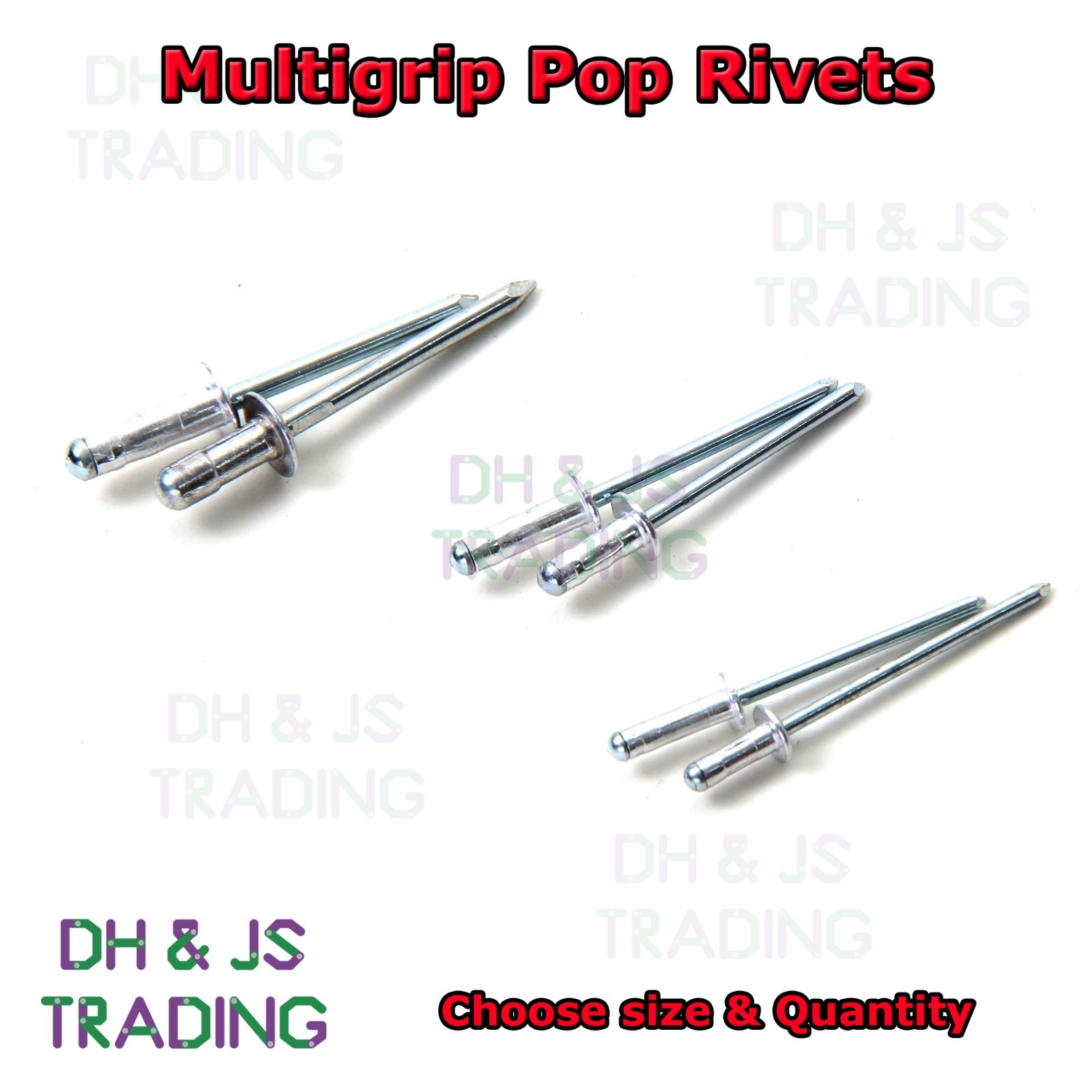 Multi Grip Aluminum Pop Rivets Metric Imperial Blind Pop Dome Multigrip ...