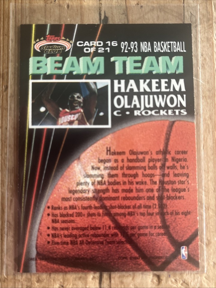 1992-93 Topps Stadium Club - Beam Team Hakeem Olajuwon #16 Members Only ...