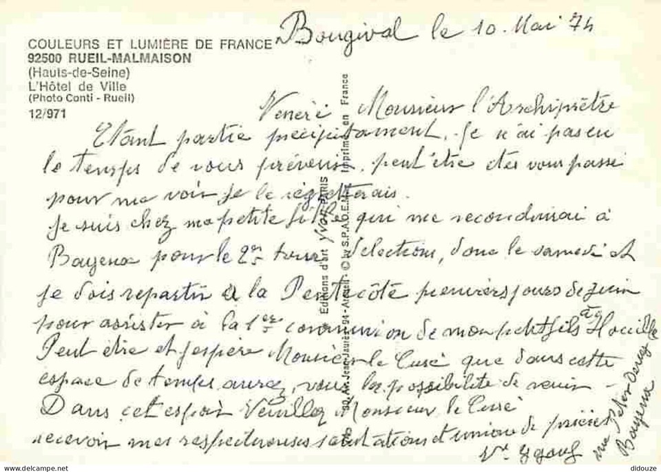 92 - Rueil-Malmaison - L'Hôtel de Ville - Fleurs - Tulipes - CPM - Voir ...