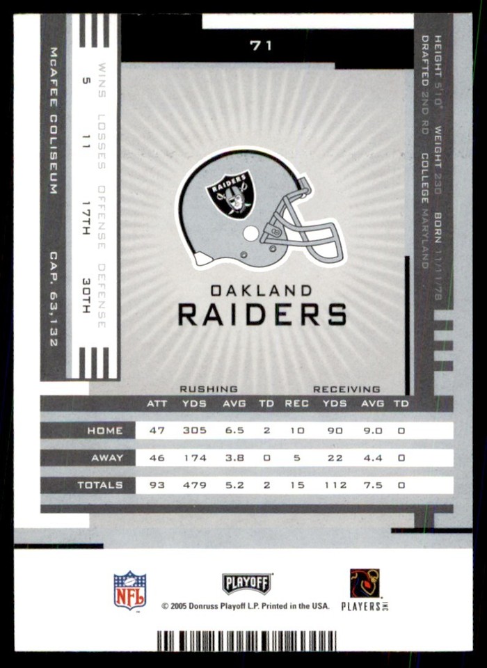 2005 PLAYOFF CONTENDERS LAMONT JORDAN OAKLAND RAIDERS #71 | eBay