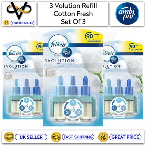 3 x Ambi Pur 3volution Electric Plug In Refills Cotton Fresh Air ...