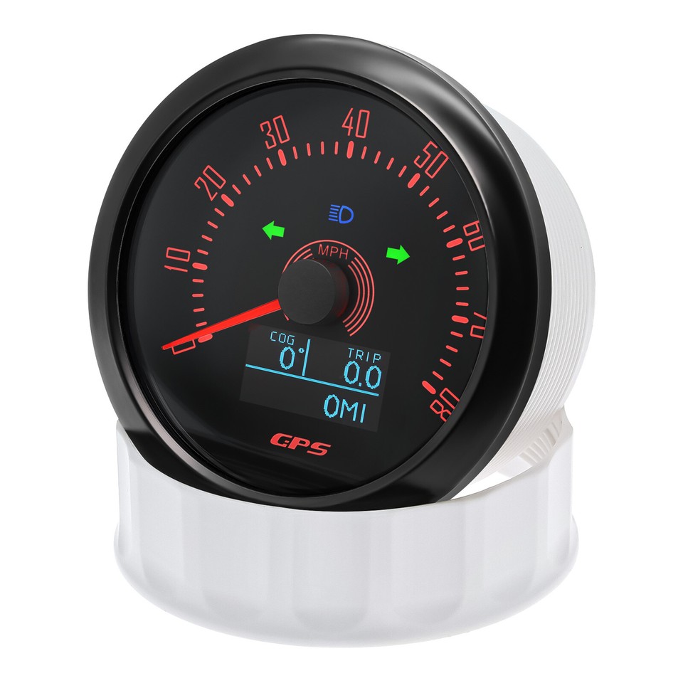 85mm BLACK GPS Speedometer 80MPH Gauge 7 Colors LED with COG Trip ...