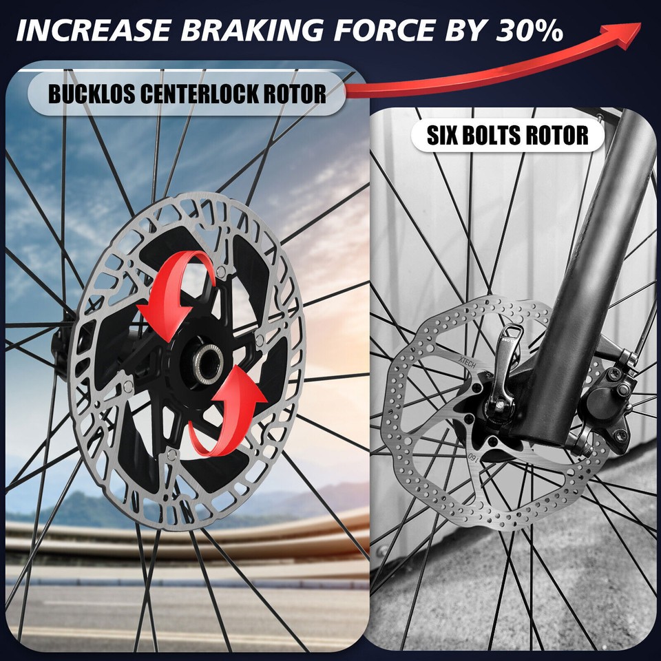 BUCKLOS Floating Disc Brake Rotors 160mm MTB Centerlock w/Bicycle Hub ...