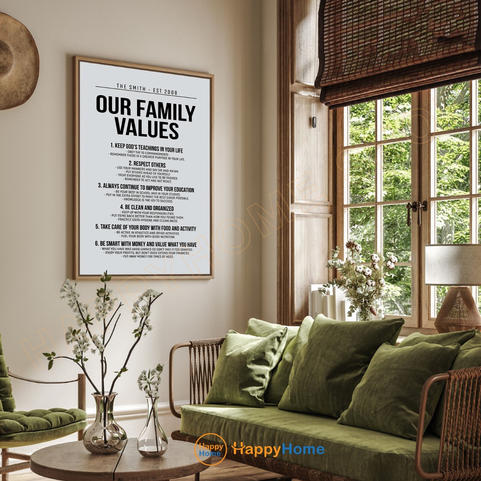 Personalized Family Values Sign Custom Our Family Values Print Room ...