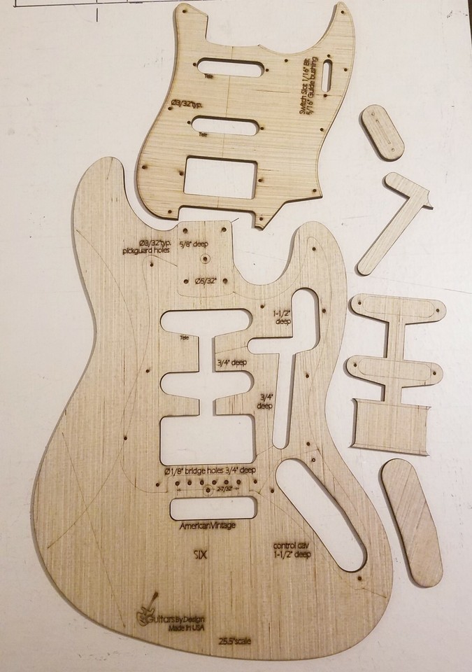 Custom Hybrid Guitar Body Template St/Tele/Jazz Scaled Down J Shape Six ...