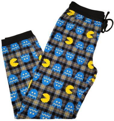 Official Men's Classic Plaid Pac-Man Blue Arcade Game Ghosts Comfy ...