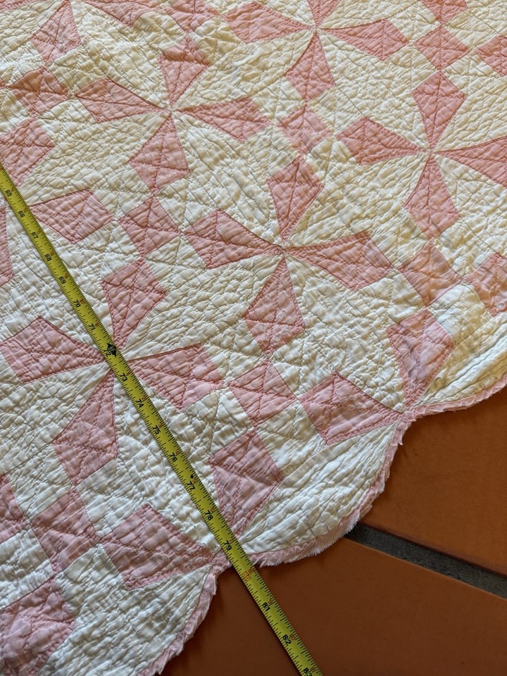 Antique Vintage Hand Made Quilt Star wedding Band Daisy Flower Folk Art ...