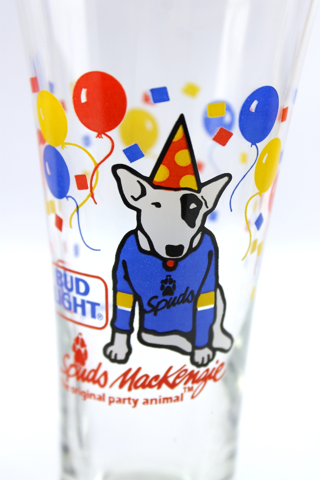 Vintage Spuds MacKenzie Bud Light Budweiser Dog Set of Glass Pilsner ...